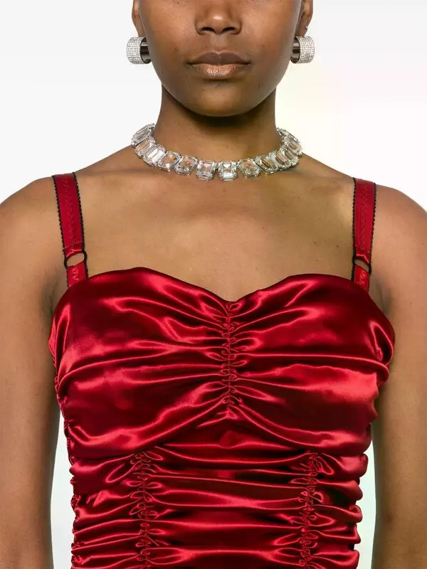 Dolce & Gabbana Draped Satin Sweetheart Mini Dress