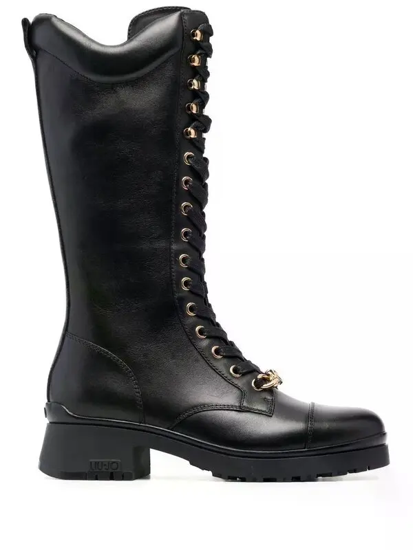 Liu Jo Nancy Lace-up Leather Boots With Chain Detailing