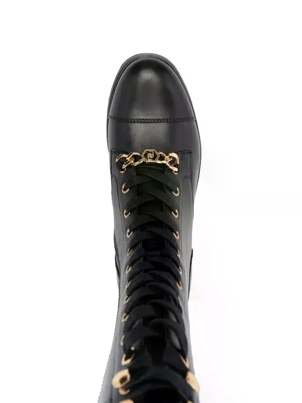 Liu Jo Nancy Lace-up Leather Boots With Chain Detailing