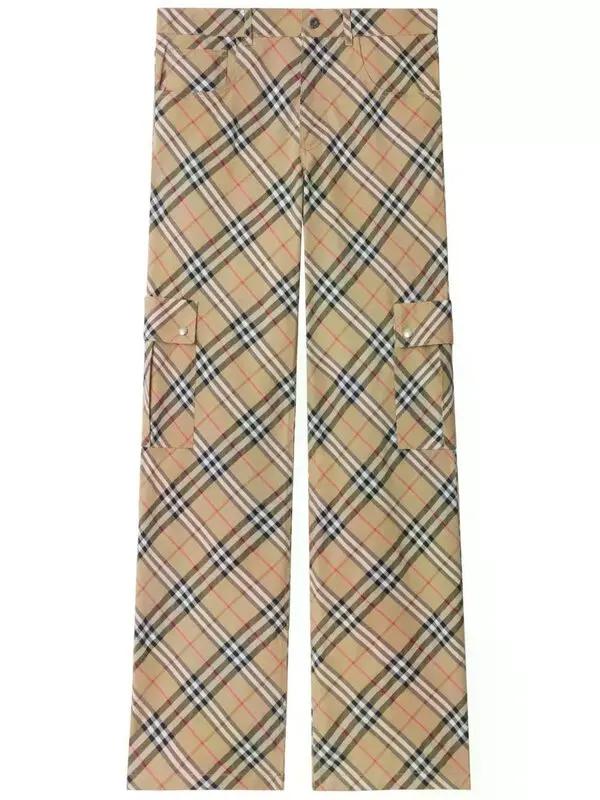 Burberry Checked Cargo Pants - Neutrals