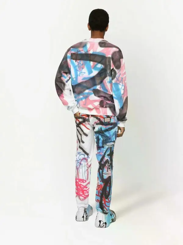 Dolce & Gabbana Graffiti-print Straight Leg Jeans