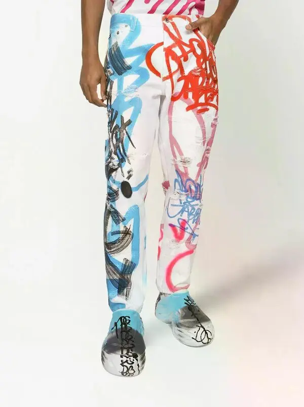 Dolce & Gabbana Graffiti-print Straight Leg Jeans