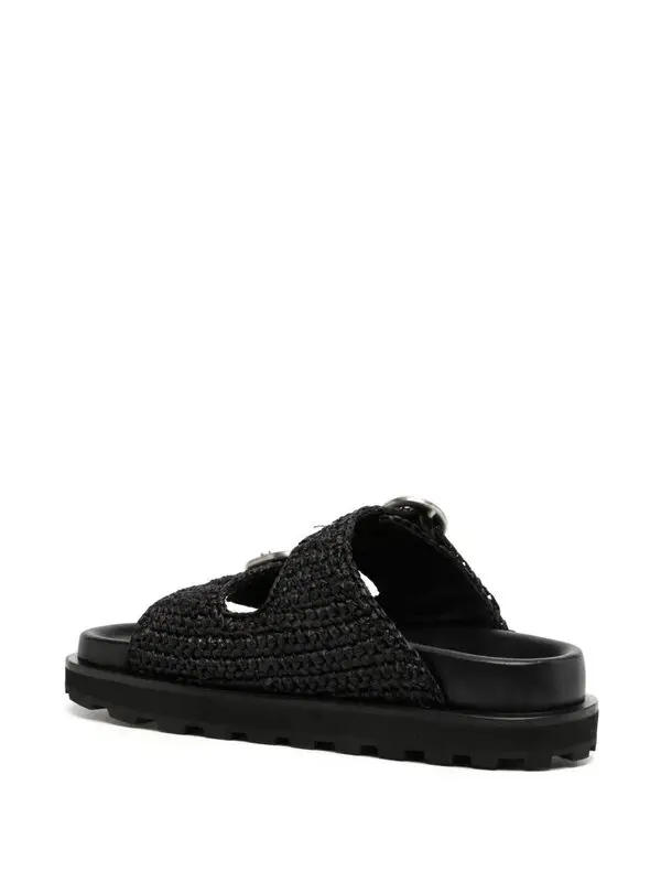JIL SANDER Raffia-effect Sandals - Black