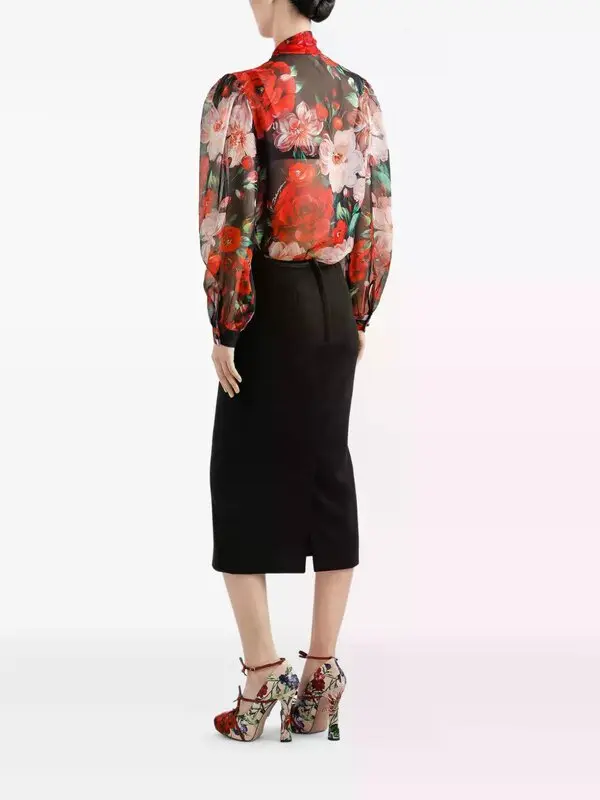 Dolce & Gabbana Rose-print Chiffon Blouse
