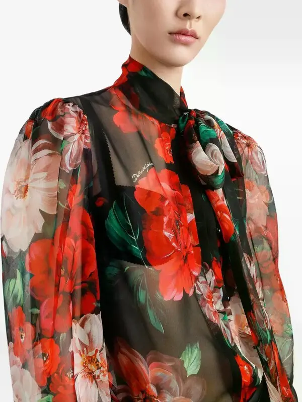 Dolce & Gabbana Rose-print Chiffon Blouse