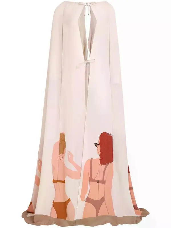 AMIR SLAMA Printed Silk Cape