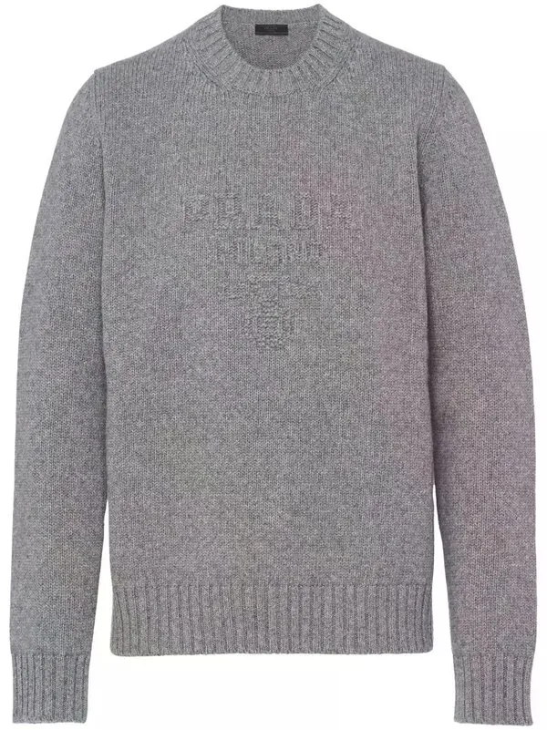 Prada Logo-embroidered Sweater - Grey