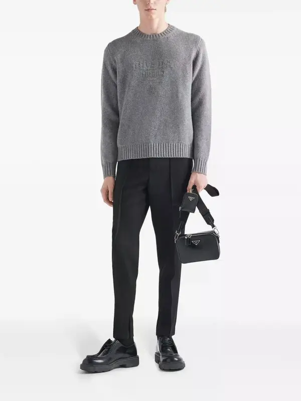 Prada Logo-embroidered Sweater - Grey
