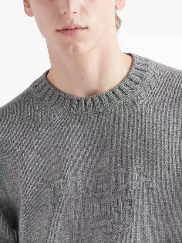 Prada Logo-embroidered Sweater - Grey