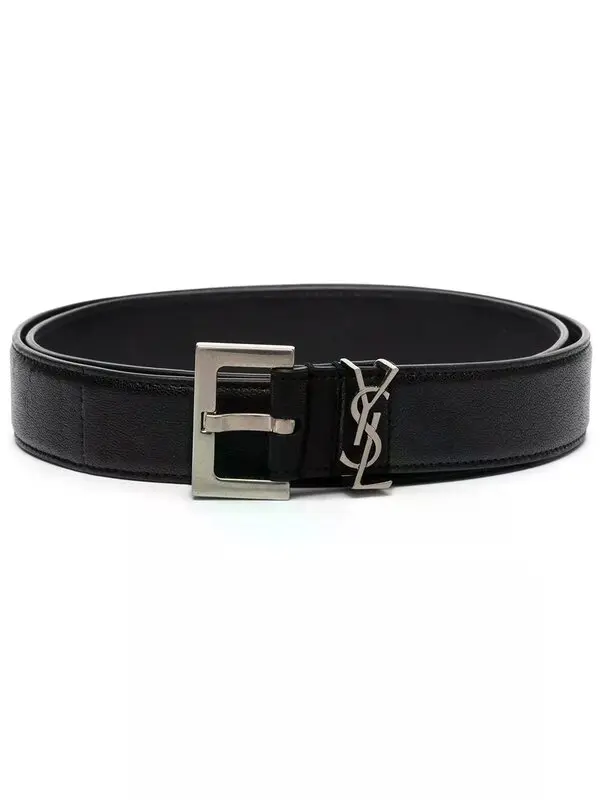 Saint Laurent Monogram-plaque Buckled Belt