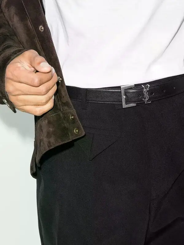Saint Laurent Monogram-plaque Buckled Belt