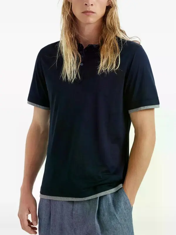 Brunello Cucinelli Layered-effect Polo Shirt - Blue