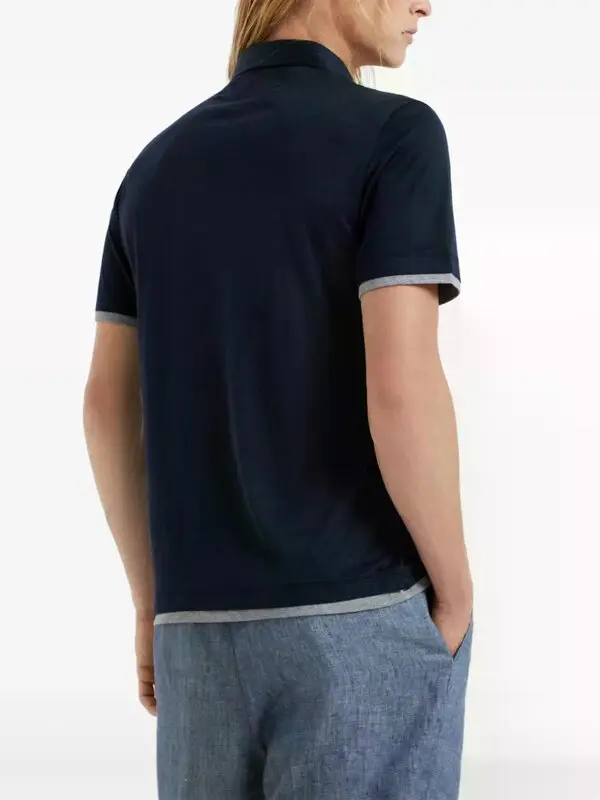 Brunello Cucinelli Layered-effect Polo Shirt - Blue