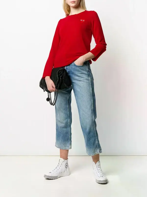 Play Comme Des Garcon Heart Appliqué Sweater - Red