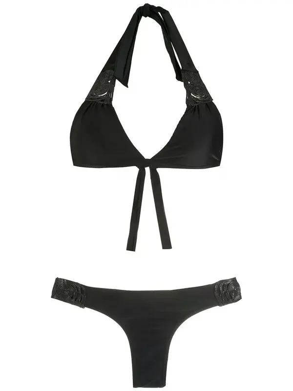 AMIR SLAMA Textured Halterneck Bikini Set - Black
