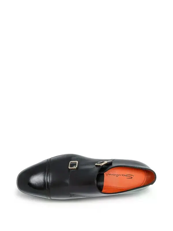 Santoni Leather Monk Shoes - Black