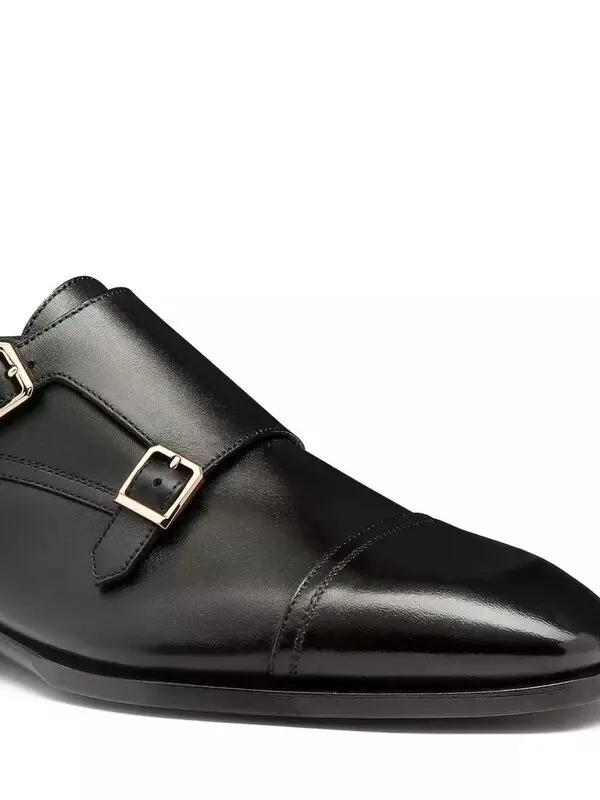 Santoni Leather Monk Shoes - Black
