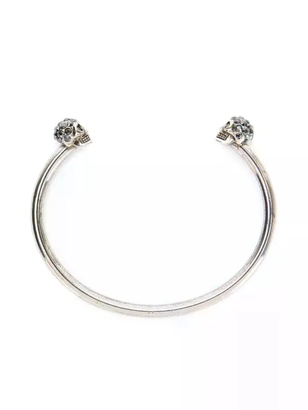 Alexander McQueen Jewelled Twin Skull Bangle - Silver