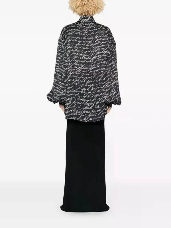 Balmain Printed Pussy Bow Blouse - Black