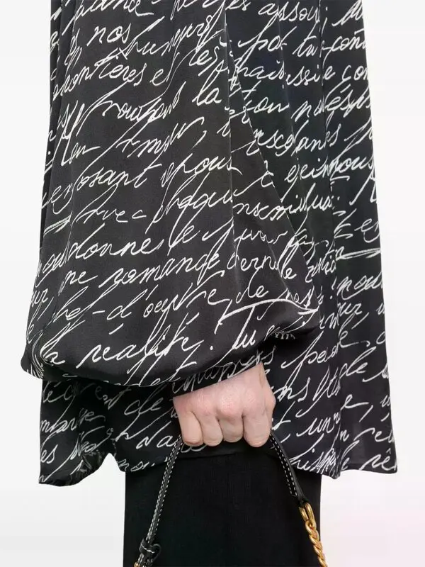 Balmain Printed Pussy Bow Blouse - Black