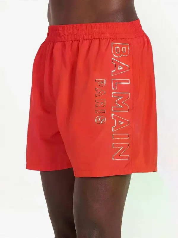 Balmain Metallic-logo Swim Shorts