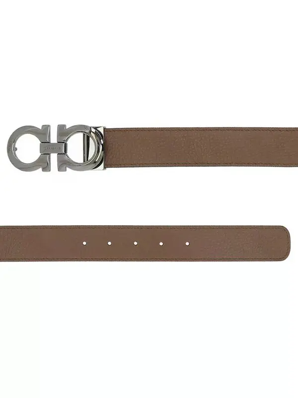 FERRAGAMO Reversible Gancini Belt - Black