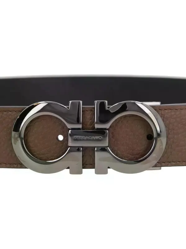 FERRAGAMO Reversible Gancini Belt - Black