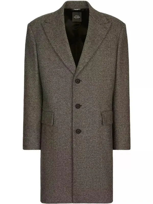 Dolce & Gabbana Herringbone-pattern Single-breasted Coat