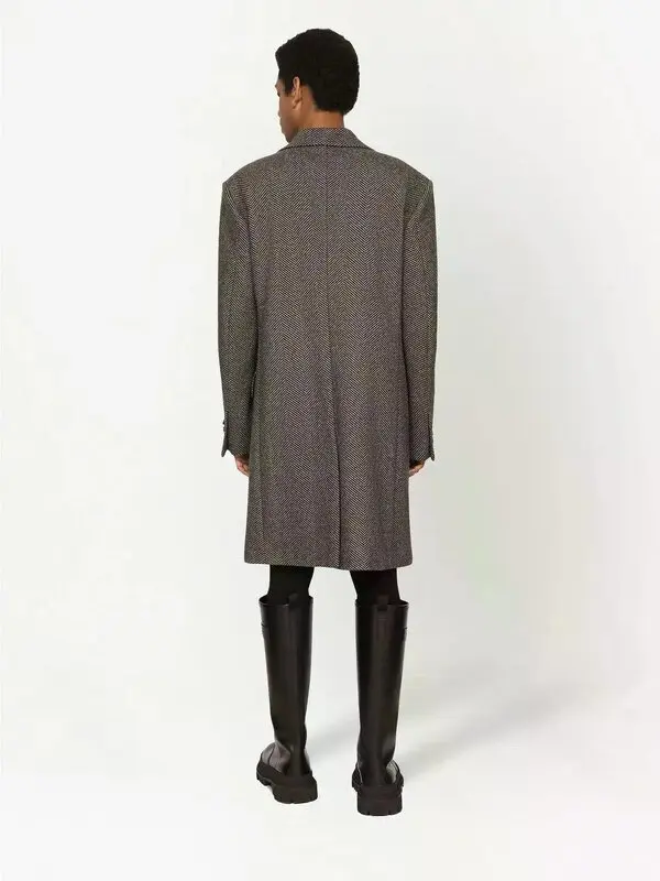 Dolce & Gabbana Herringbone-pattern Single-breasted Coat