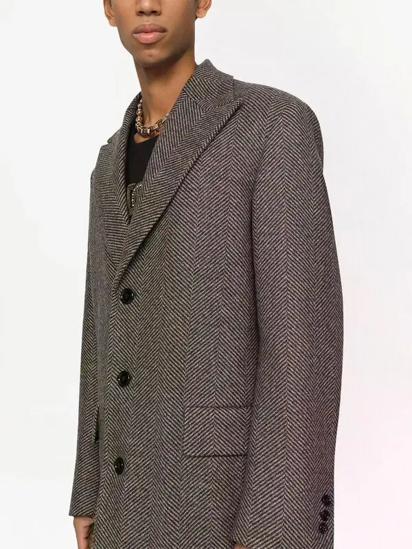 Dolce & Gabbana Herringbone-pattern Single-breasted Coat