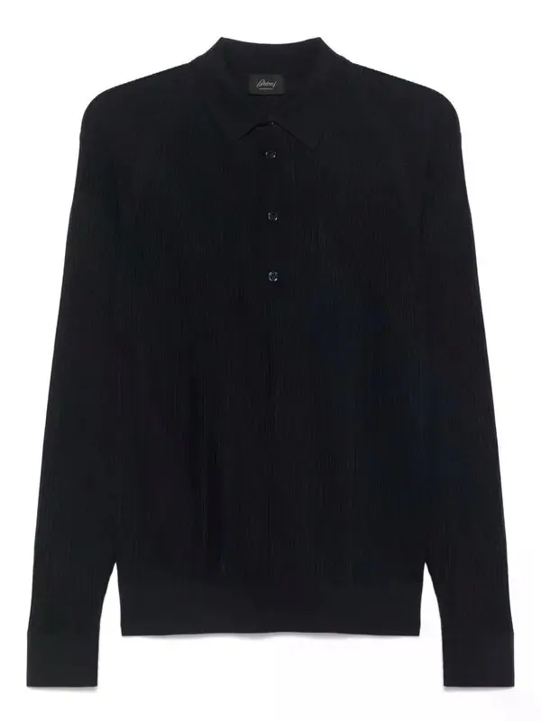 Brioni Ribbed-knit Polo Shirt