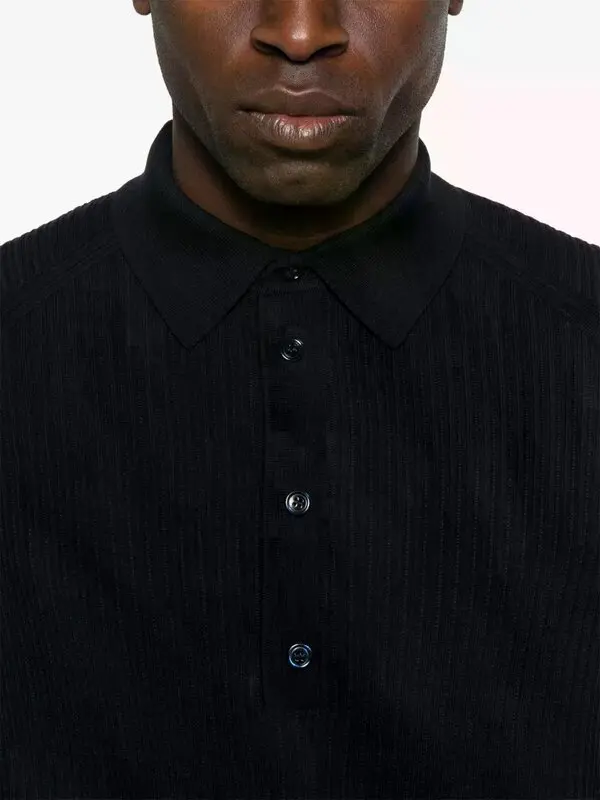 Brioni Ribbed-knit Polo Shirt