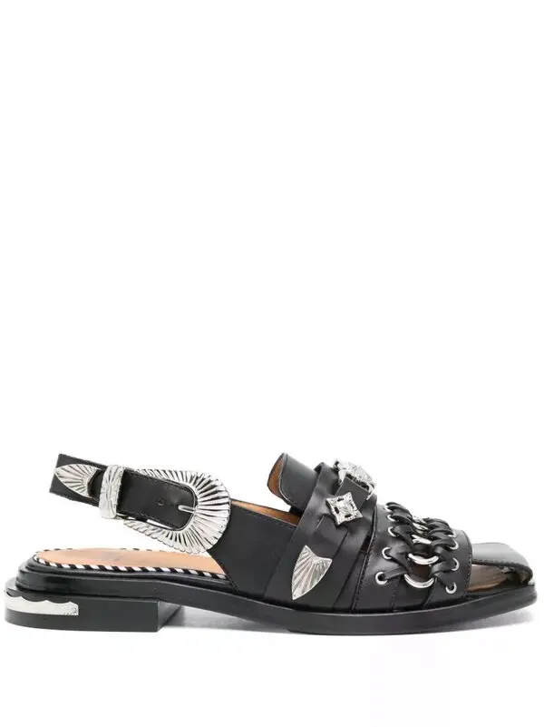 Toga Embellished Leather Sandals