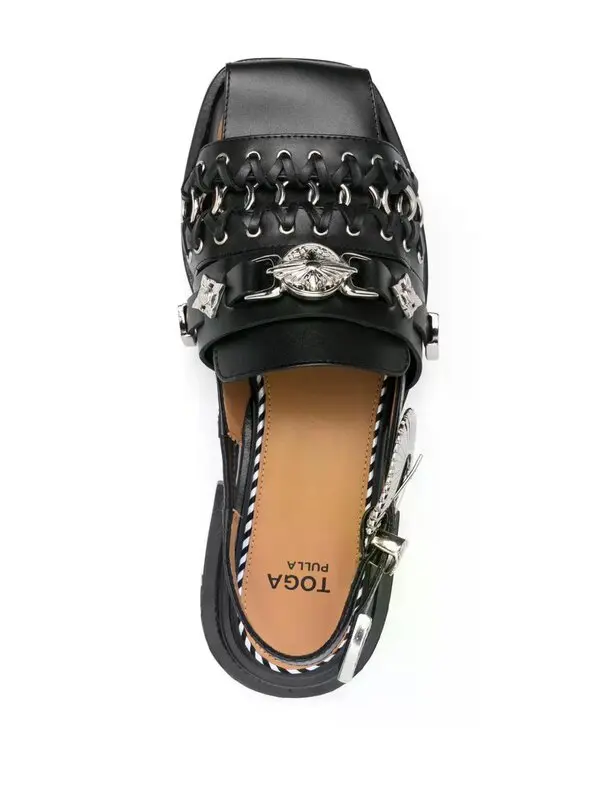 Toga Embellished Leather Sandals