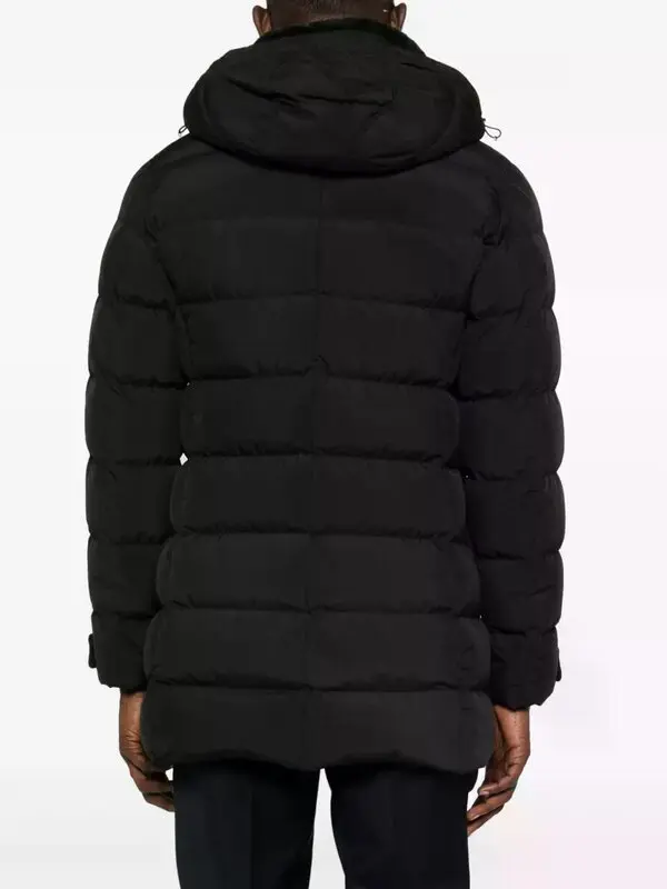 MOORER Shearling-collar Padded Coat - Black