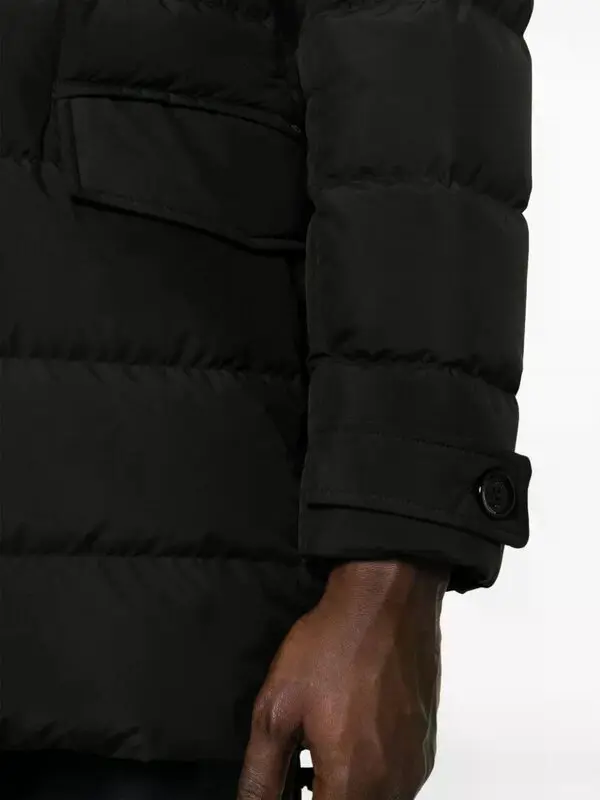 MOORER Shearling-collar Padded Coat - Black