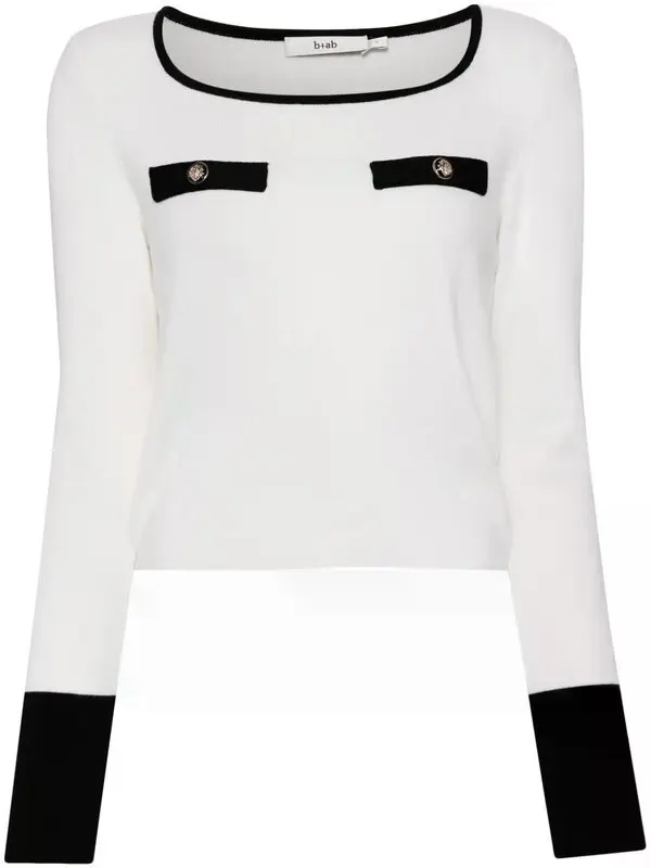 B+AB Round-neck Cropped Knitted Top - Neutrals