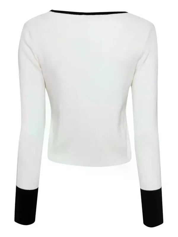 B+AB Round Neck Cropped Knitted Top - Neutrals