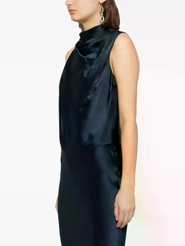 Michelle Mason Open-back Draped Satin Top - Blue