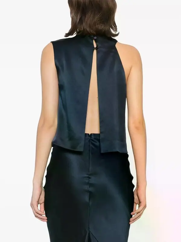 Michelle Mason Open-back Draped Satin Top - Blue