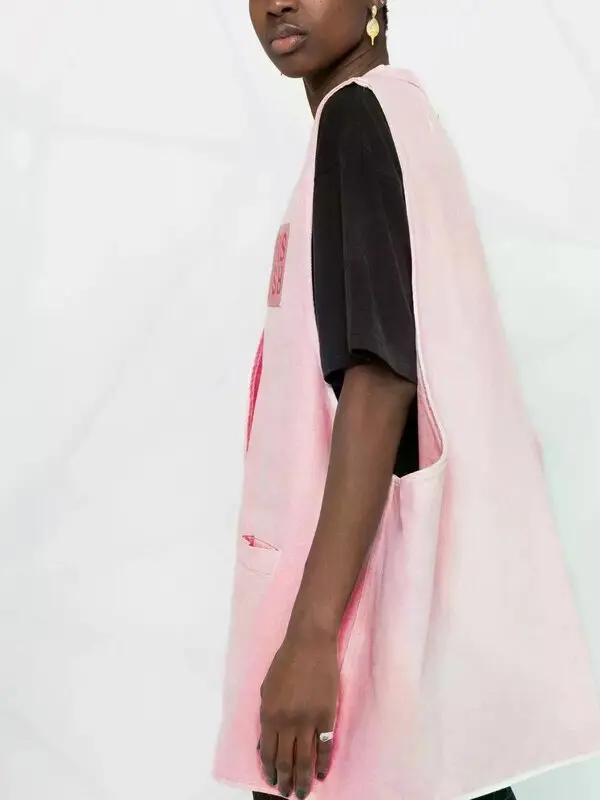 Raf Simons Oversized Denim Gilet With Logo Patches