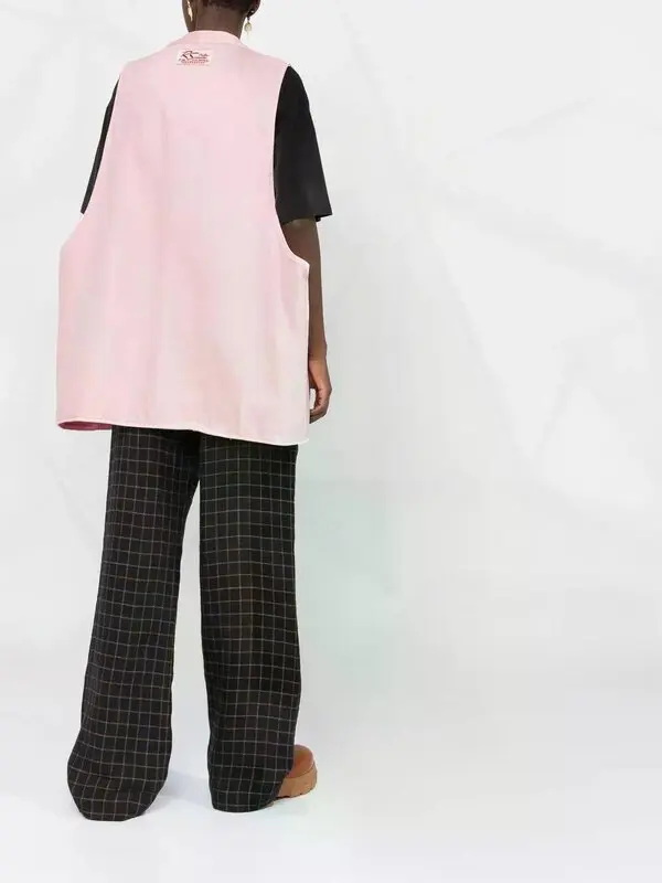 Raf Simons Oversized Denim Gilet With Logo Patches