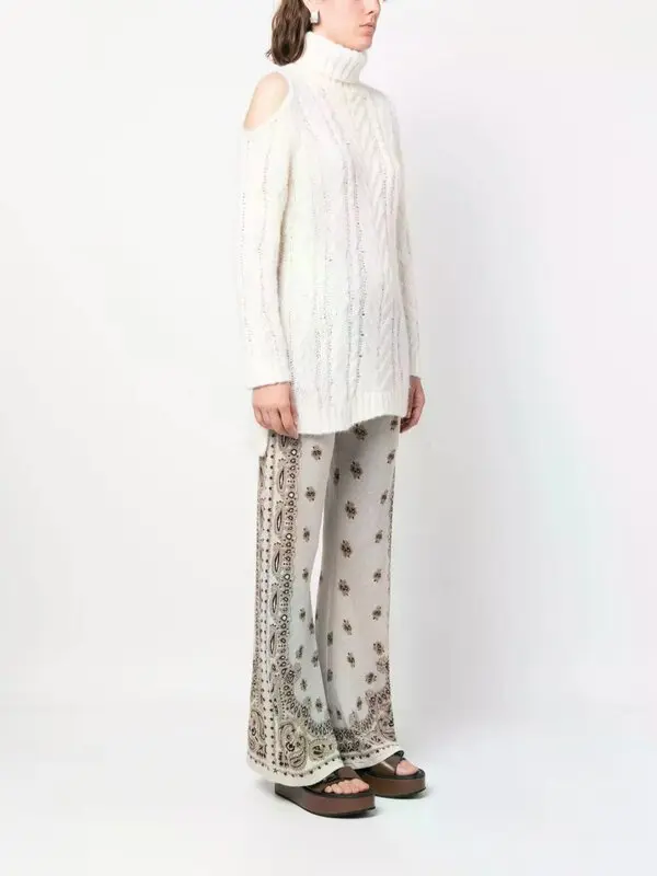 P.a.r.o.s.h Cold-shoulder Cable-knit Jumper