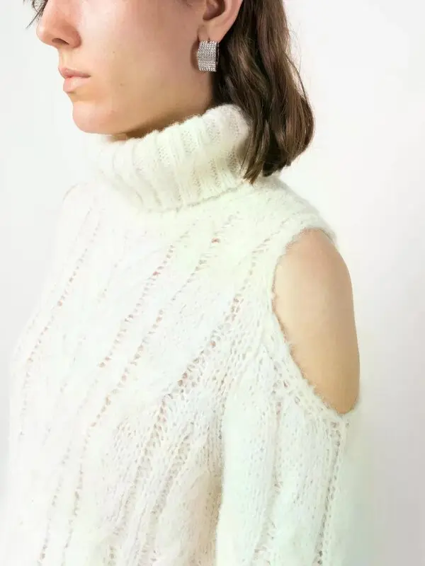 P.a.r.o.s.h Cold-shoulder Cable-knit Jumper