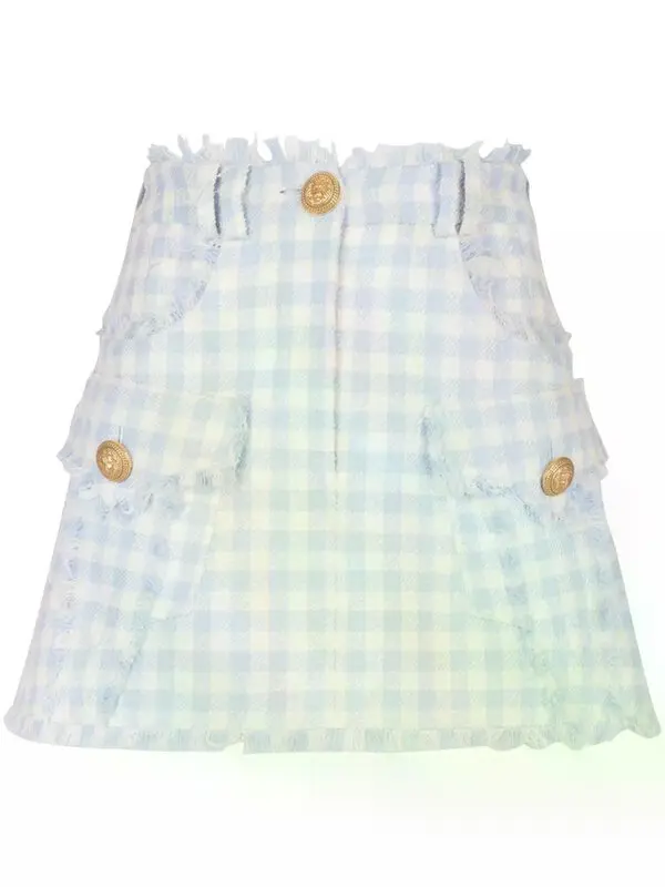 Balmain Gingham-pattern A-line Miniskirt