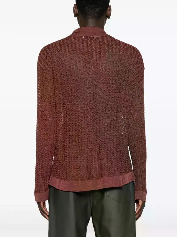 BONSAI Long-sleeve Open-knit Polo Shirt