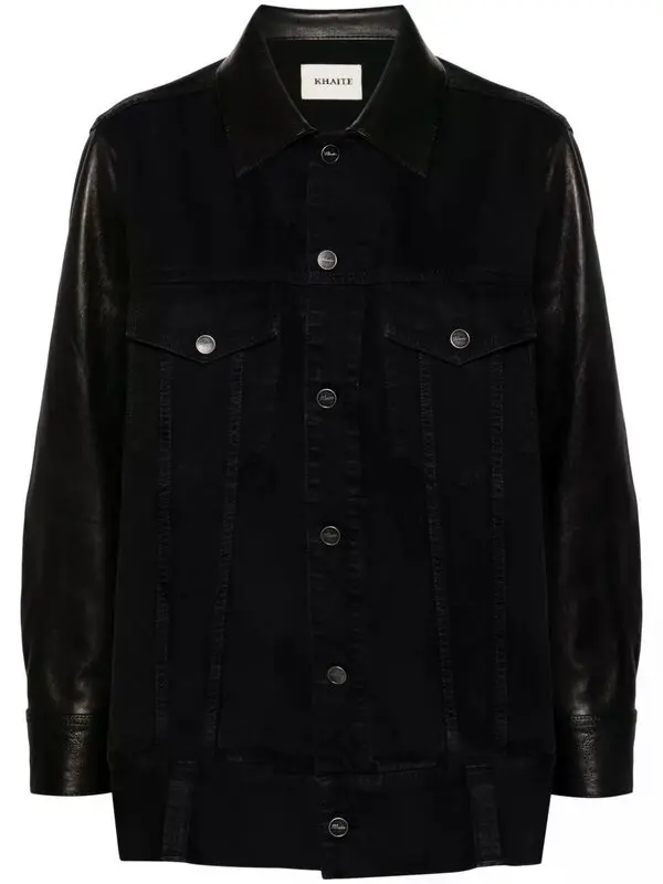 Khaite Grizzo Leather-paneled Denim Jacket
