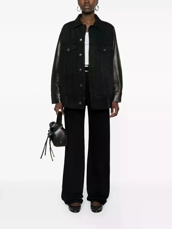 Khaite Grizzo Leather-paneled Denim Jacket