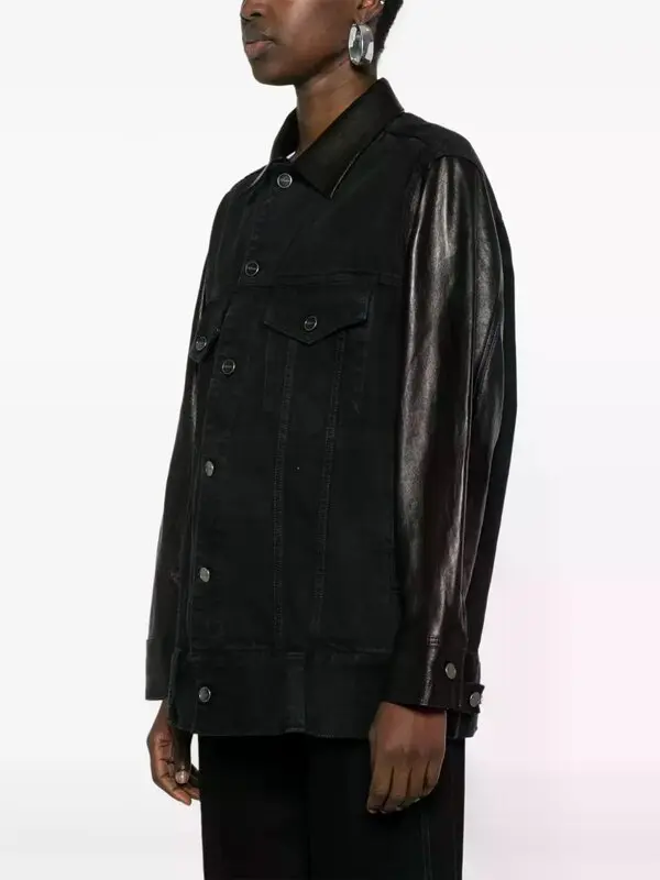 Khaite Grizzo Leather-paneled Denim Jacket