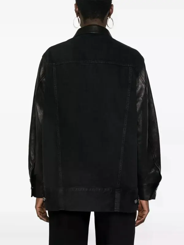 Khaite Grizzo Leather-paneled Denim Jacket